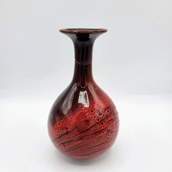 Handmade | Accents | Art Pottery Vase Red And Black Earth Tones ...